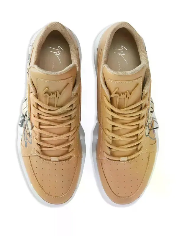 GIUSEPPE ZANOTTI Talon Graffiti-print Low-top Sneakers - Neutrals