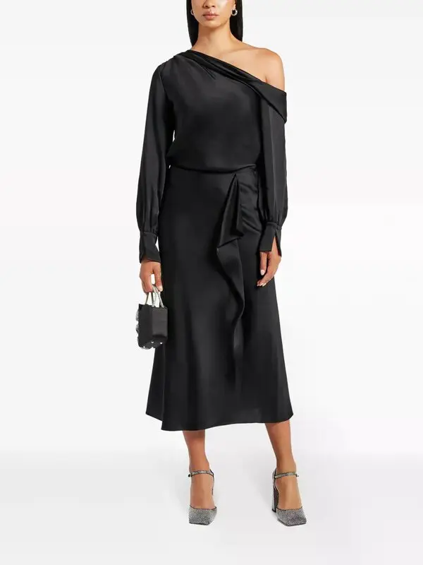Simkhai Alice Cold-shoulder Satin Blouse - Black