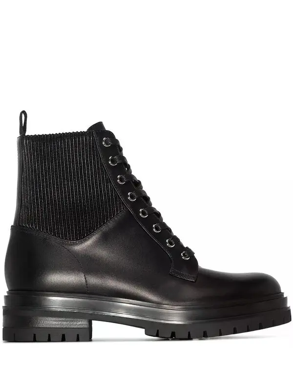 GIANVITO ROSSI Martis Leather Combat Boots