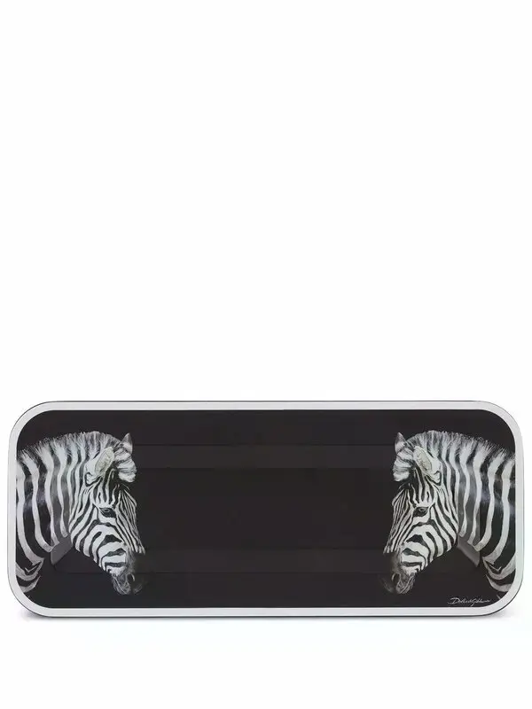 Dolce & Gabbana Small Zebra-print Wood Tray - Black
