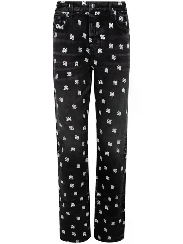 Amiri Paisley-print Straight-leg Jeans - Black