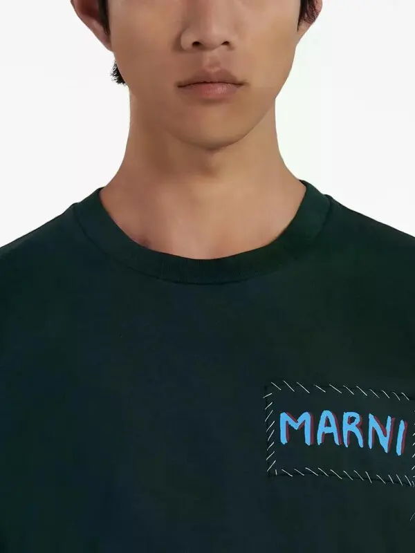 Marni Logo-patch Cotton T-shirt - Blue
