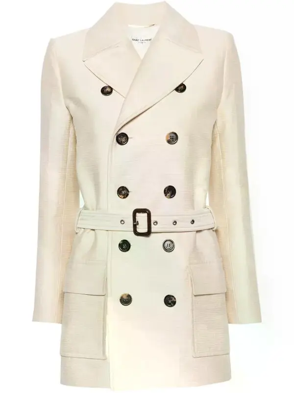 Saint Laurent Belted Double-breasted Coat