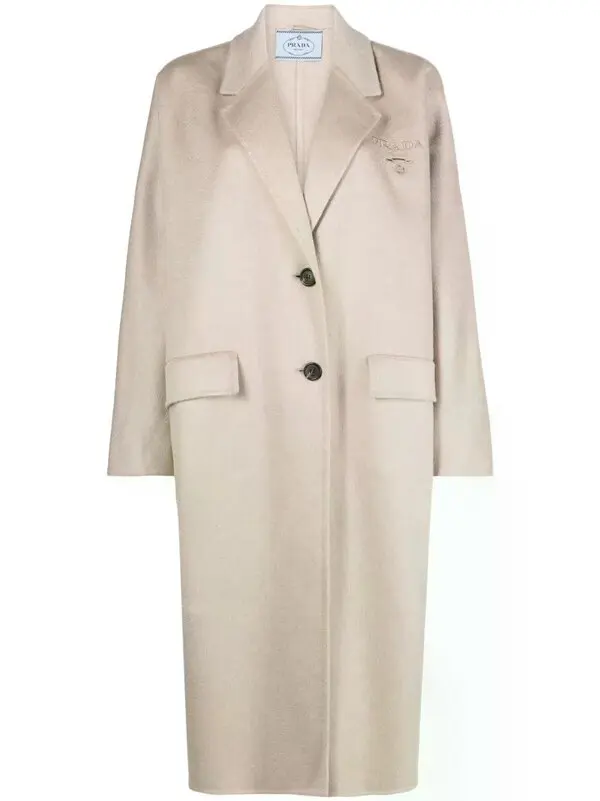Prada Logo-embroidered Cashmere Coat