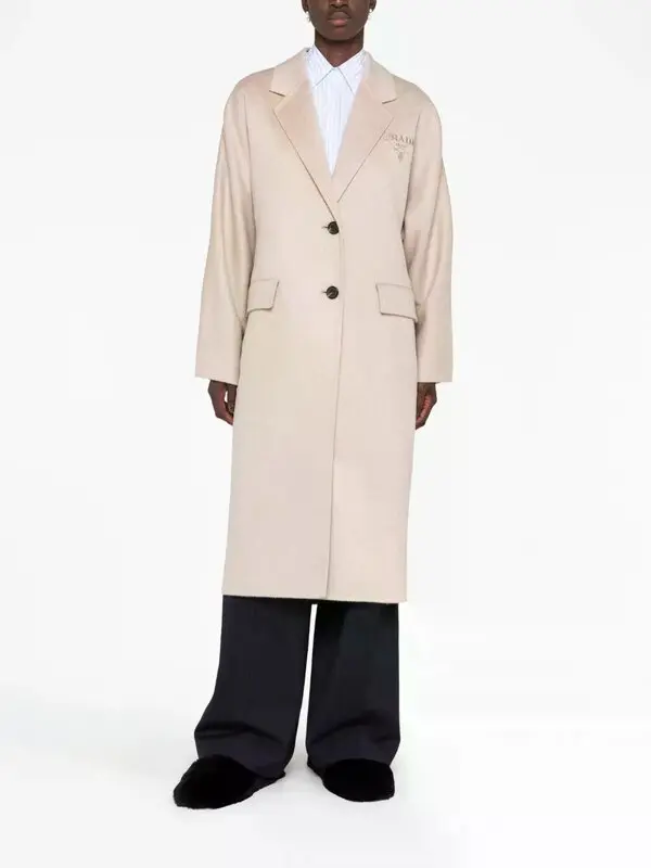 Prada Logo-embroidered Cashmere Coat