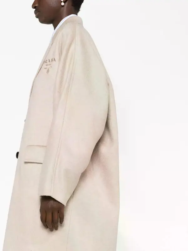 Prada Logo-embroidered Cashmere Coat