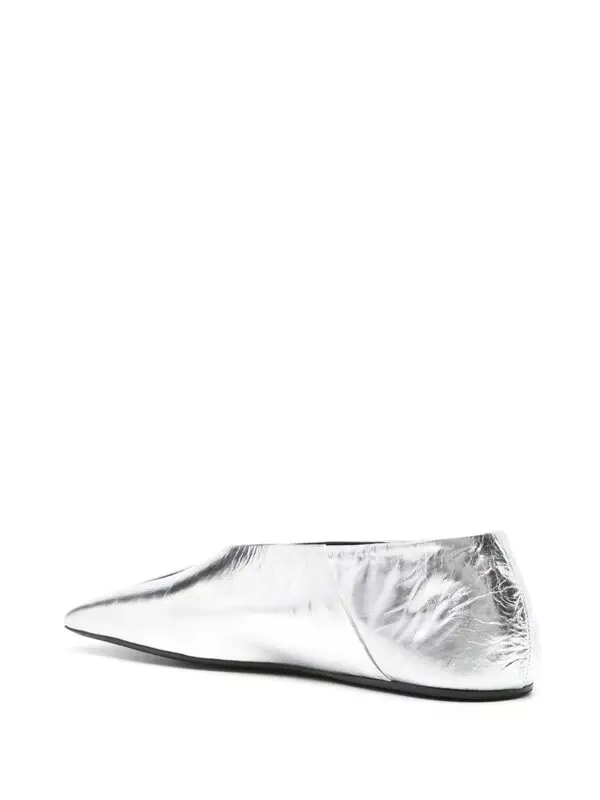 JIL SANDER Metallic Leather Ballerina Shoes
