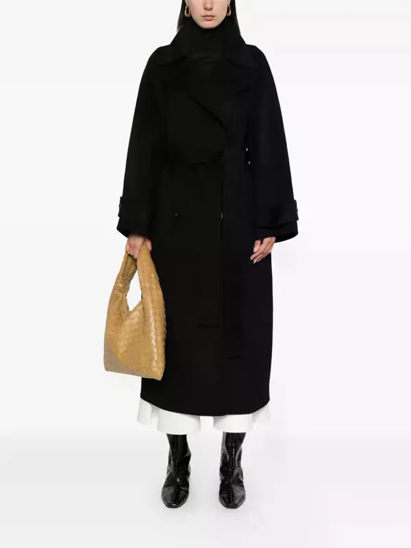 JOSEPH Double-breasted Wool-cashmere Blend Coat - Black