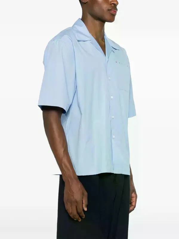 Marni Logo-print Poplin Shirt - Blue