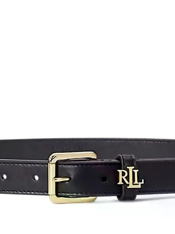 Ralph Lauren Leather Belt With Gold-tone Buckle - Black