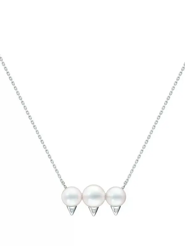 TASAKI 18kt White Gold Diamond And Akoya Pearl Necklace - Silver