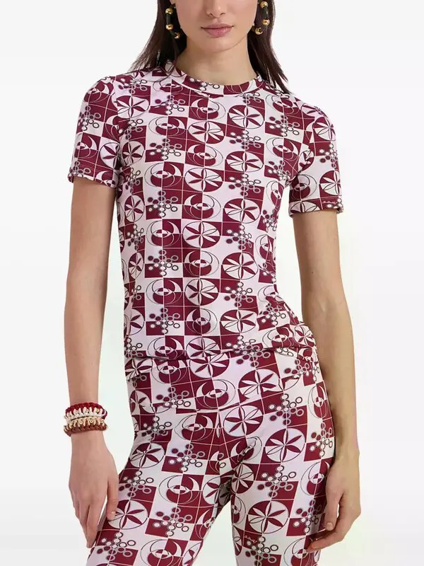 La DoubleJ Geometric-pattern Print T-shirt - Red