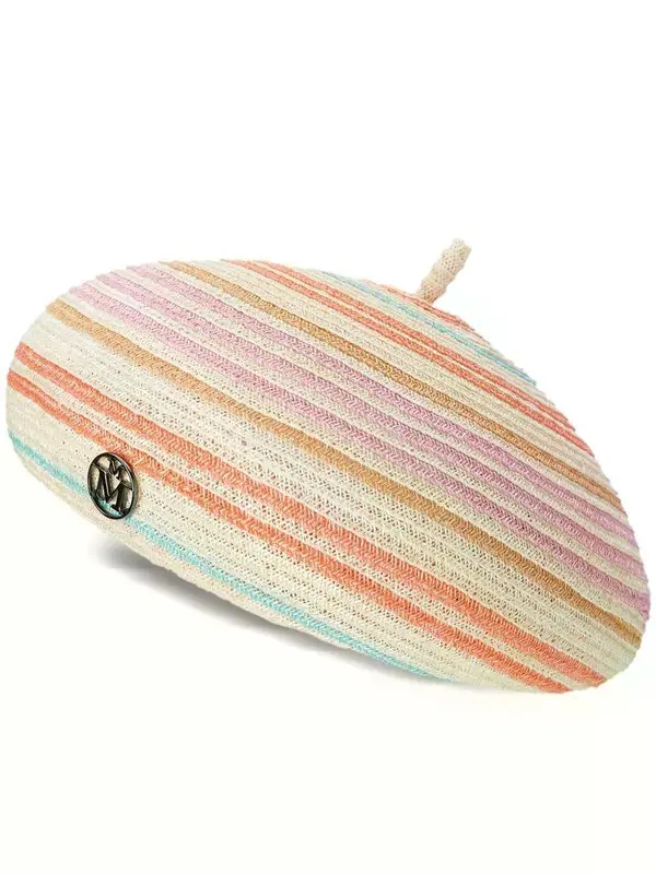 MAISON MICHEL Emily Interwoven Beret - Orange