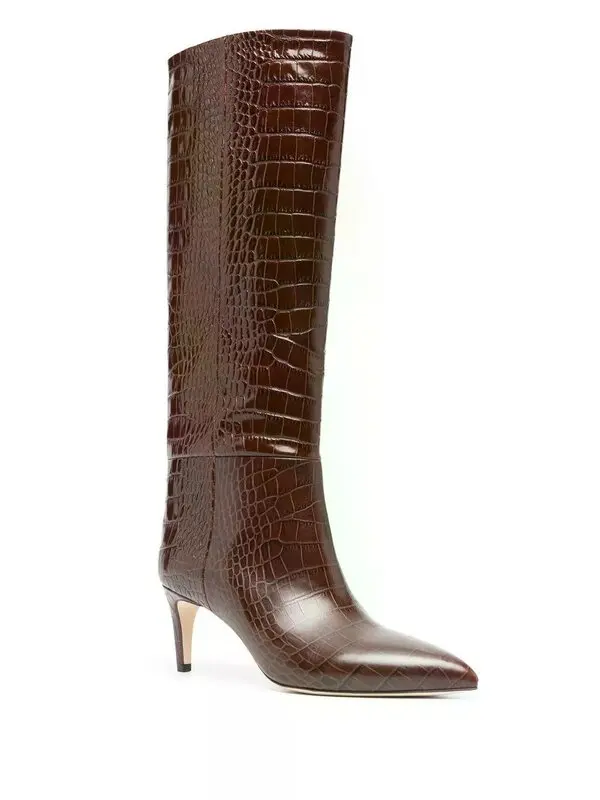 Paris Texas 65mm Crocodile-effect Leather Knee-high Boots - Brown