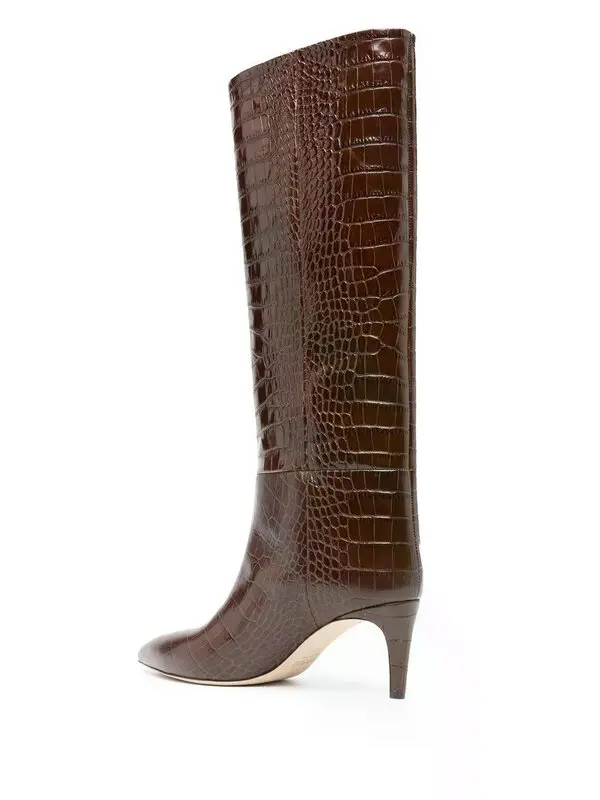 Paris Texas 65mm Crocodile-effect Leather Knee-high Boots - Brown