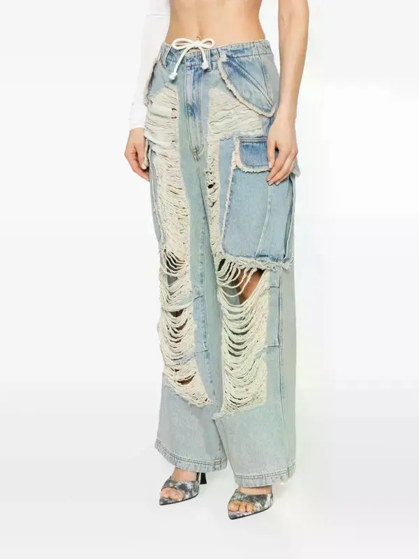 DARKPARK Vivi Distressed Wide-leg Jeans