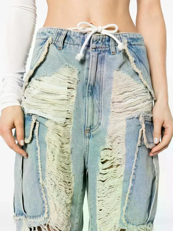 DARKPARK Vivi Distressed Wide-leg Jeans