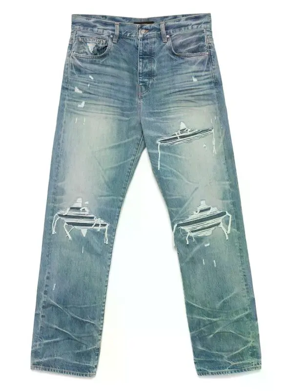 Amiri Distressed Straight-leg Jeans - Blue
