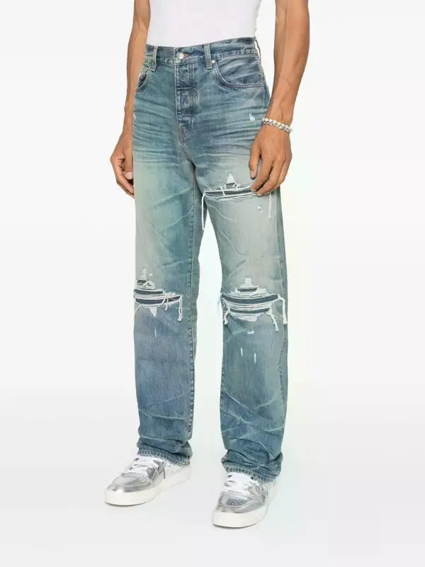 Amiri Distressed Straight-leg Jeans - Blue
