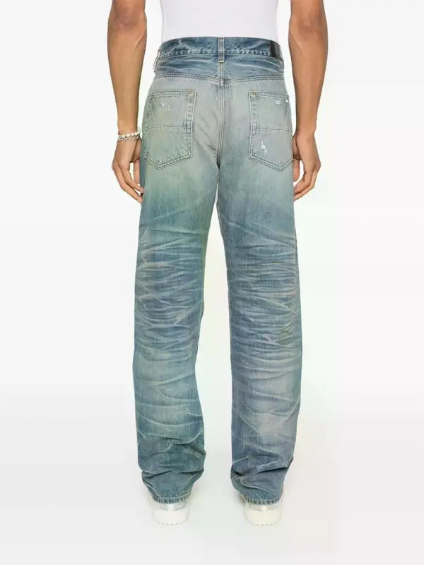 Amiri Distressed Straight-leg Jeans - Blue