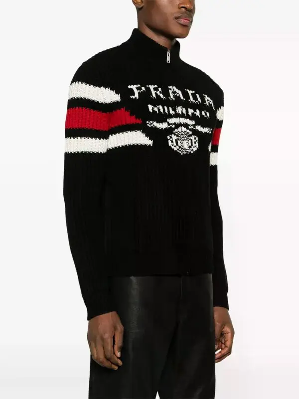 Prada Logo-jacquard Cashmere Cardigan