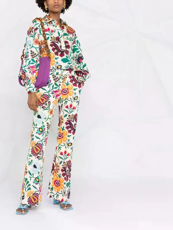 La DoubleJ Graphic-print Flared Trousers