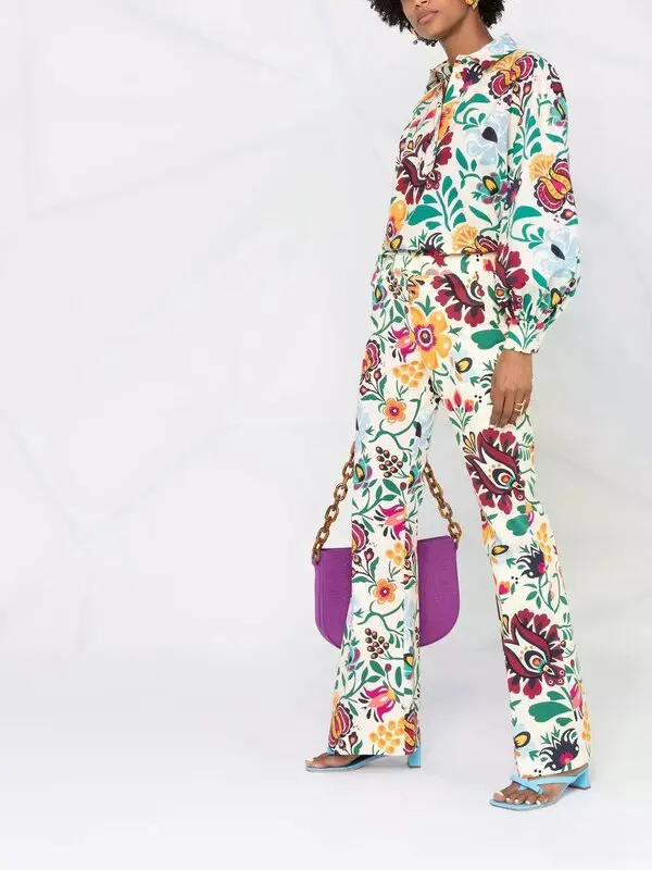 La DoubleJ Graphic-print Flared Trousers