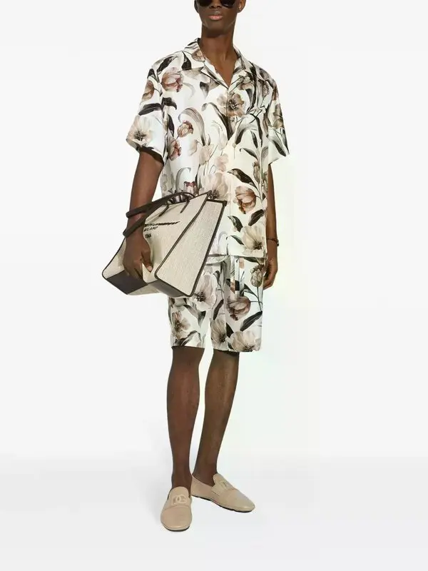Dolce & Gabbana Floral-print Silk Shorts - White