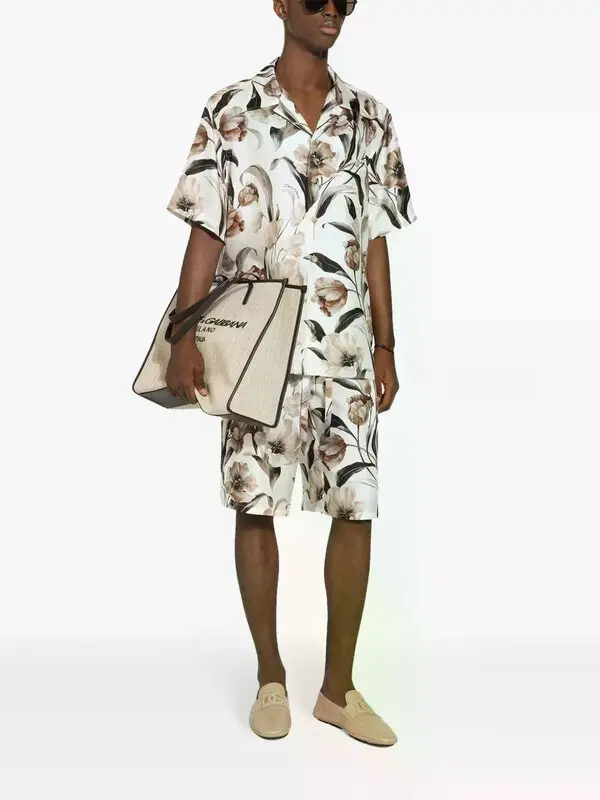 Dolce & Gabbana Floral-print Silk Shorts - White