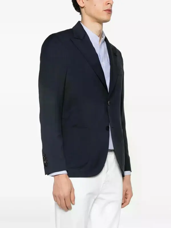 LARDINI Single-breasted Wool Blazer - Blue