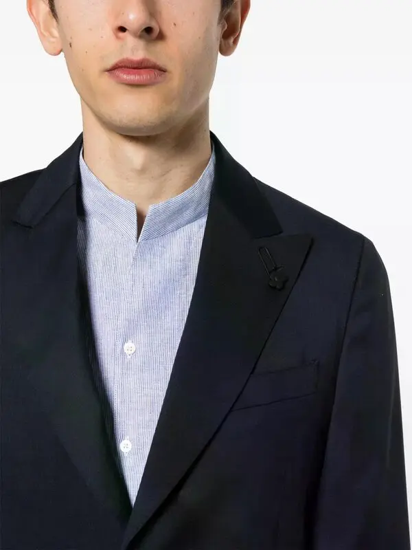 LARDINI Single-breasted Wool Blazer - Blue