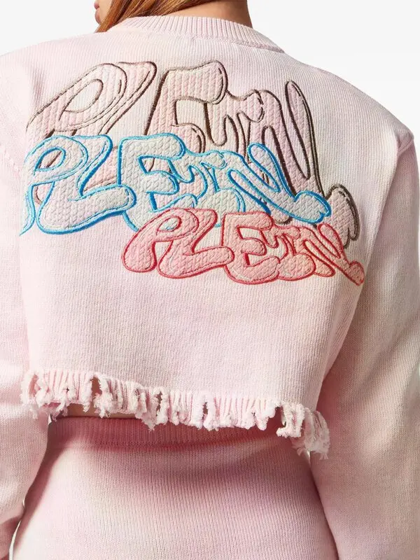 Philipp Plein Logo-embroidered Cropped Cotton Cardigan
