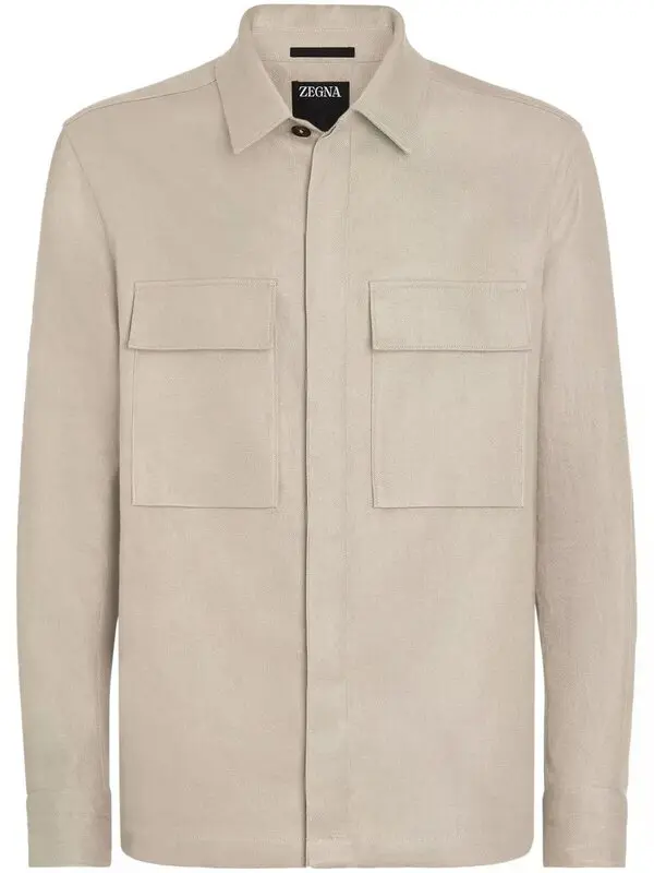 Zegna Chest-pockets Linen Shirt - Neutrals