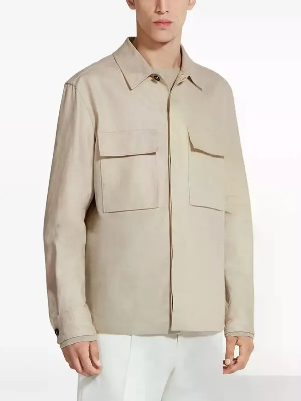 Zegna Chest-pockets Linen Shirt - Neutrals
