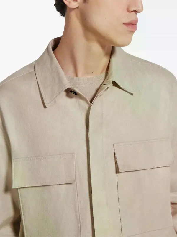 Zegna Chest-pockets Linen Shirt - Neutrals