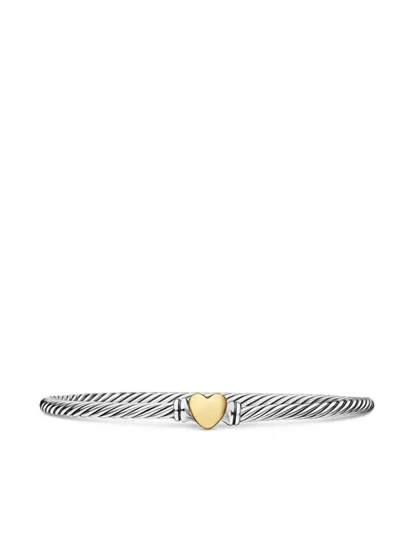 David Yurman 18k Rose Gold And Sterling Cable Collectibles Heart Bracelet - Silver