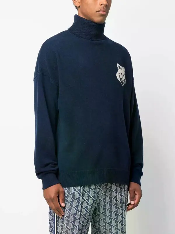Maison Kitsuné Intarsia-knit Fox-head Wool Jumper