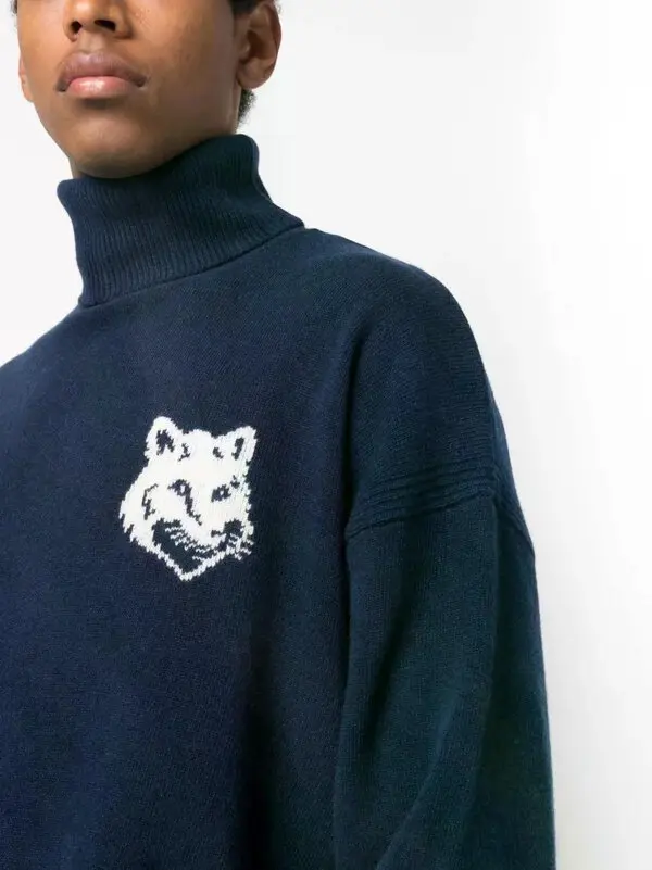 Maison Kitsuné Intarsia-knit Fox-head Wool Jumper