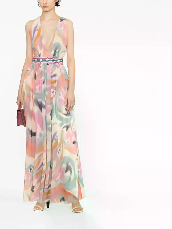 Etro Abstract-print Silk Maxi Dress - Neutrals