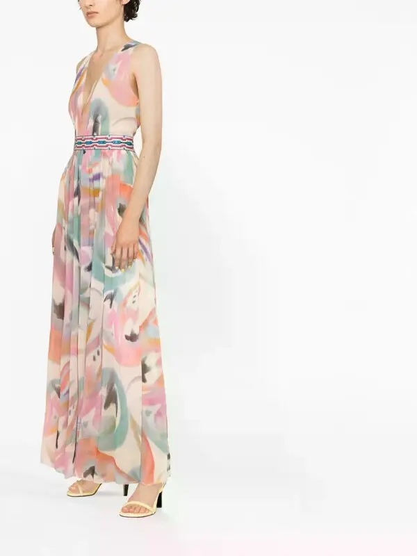 Etro Abstract-print Silk Maxi Dress - Neutrals