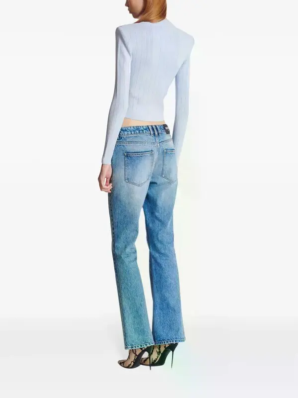 Balmain Engraved-button Cropped Cardigan - Blue