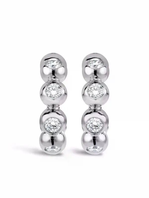 PRAGNELL 18kt White Gold Bohemia Diamond Hoop Earrings - Silver
