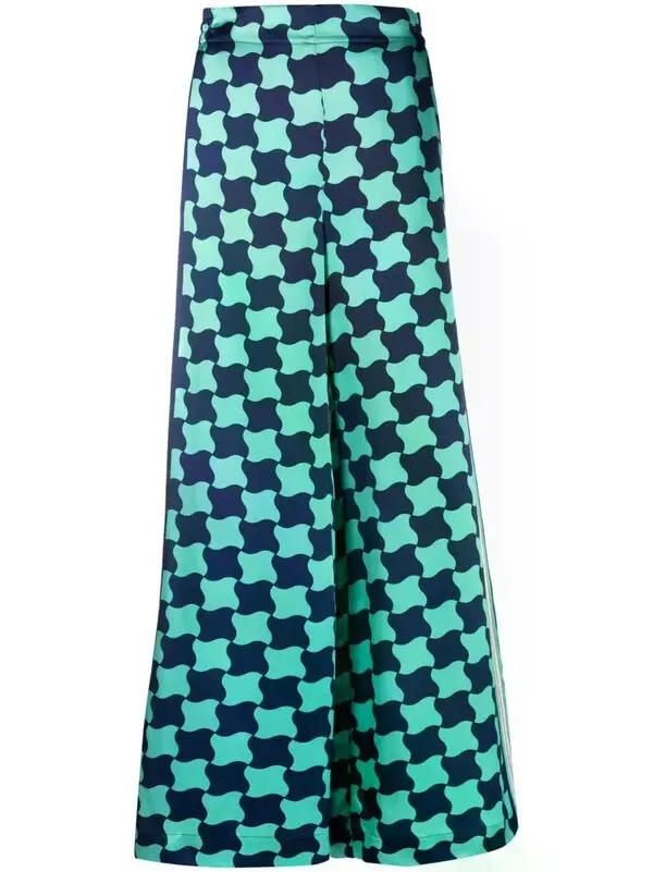 Casablanca Pool Tile Silk Wide-leg Trousers