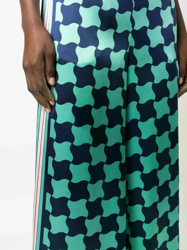 Casablanca Pool Tile Silk Wide-leg Trousers