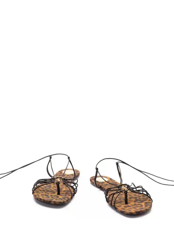 Saint Laurent Babylone Leopard Print Sandals - Neutrals