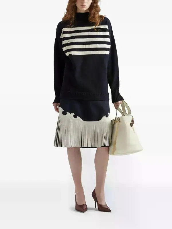 Prada Fringed Rush-stitch Midi Skirt