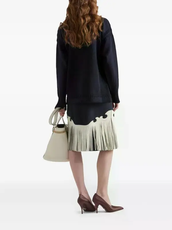 Prada Fringed Rush-stitch Midi Skirt
