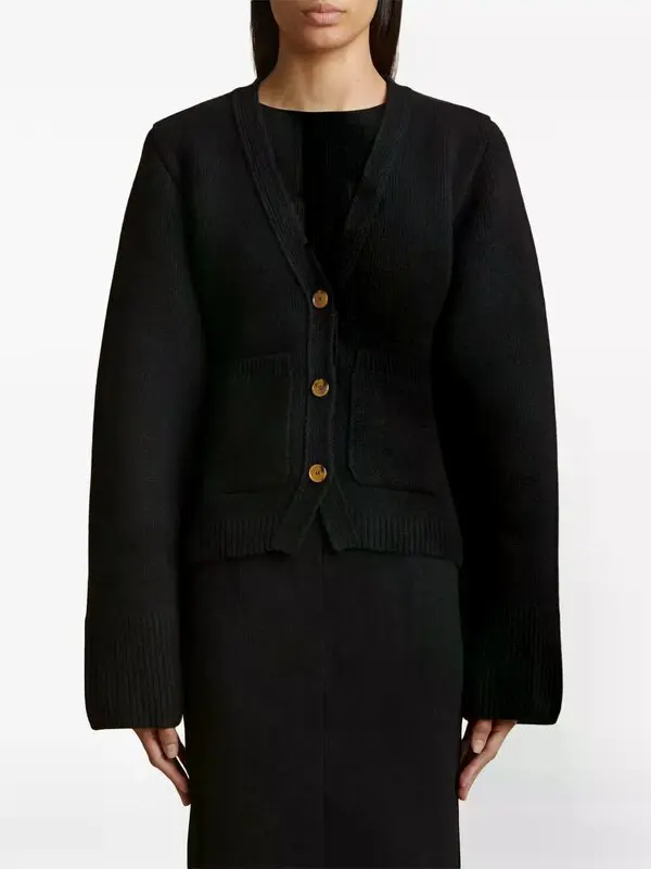 Khaite Scarlet Flared-sleeve Cashmere Cardigan - Black