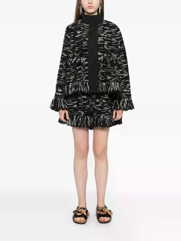 Sacai Fringed-edge Knitted Jacket