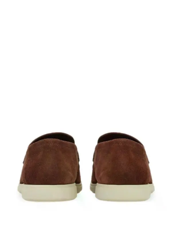 FERRAGAMO Gancini-plaque Suede Loafers - Brown